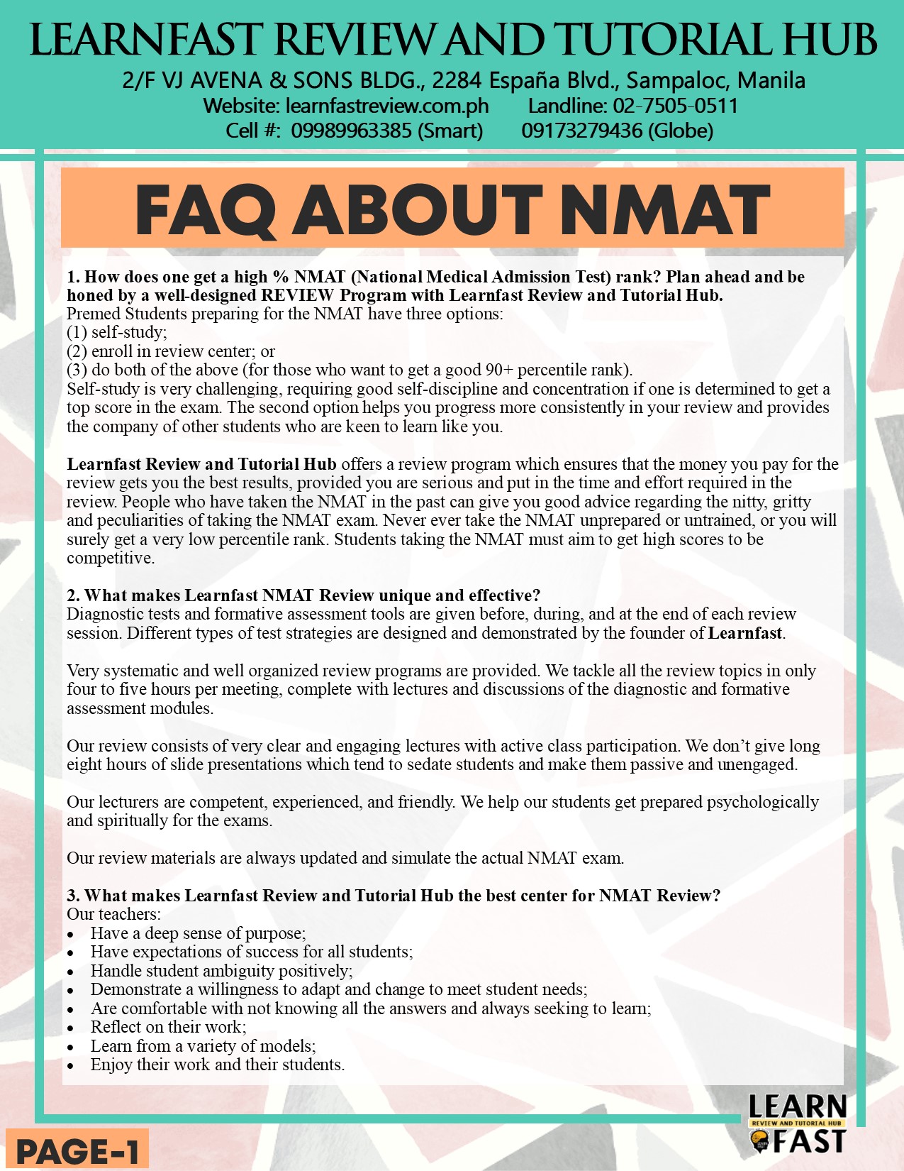 FAQ About NMAT | Learnfast Review and Tutorial Hub